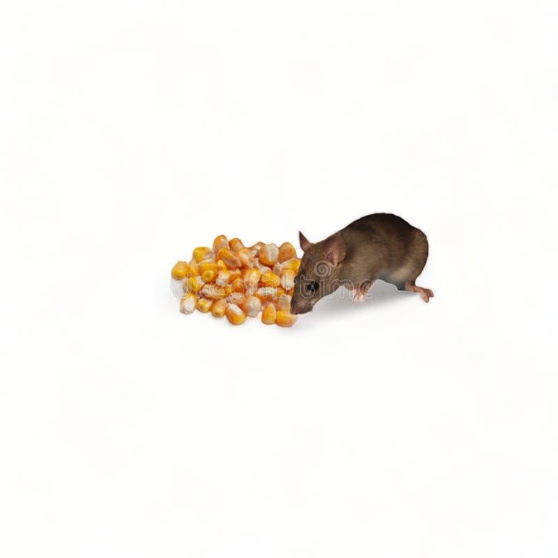 Field Vole Mouse with Corn on White Background- Stock Photo - Image of ...