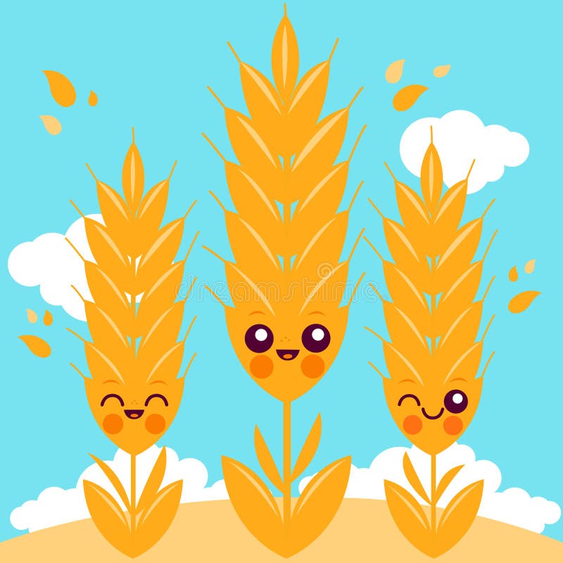 Field with Wheat Characters. Vector Illustration Stock Vector ...