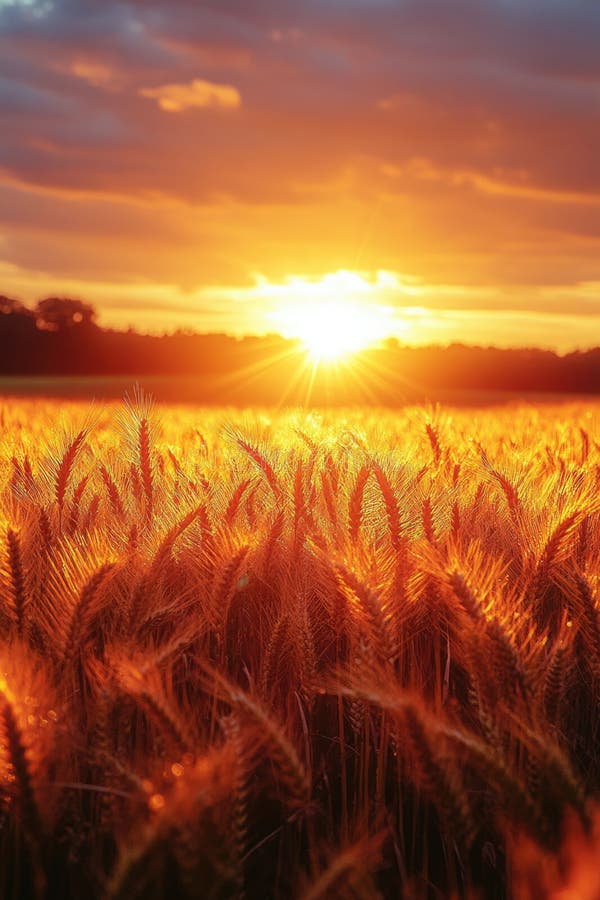 A Field of Wheat with the Sun Setting in the Background, Great for ...