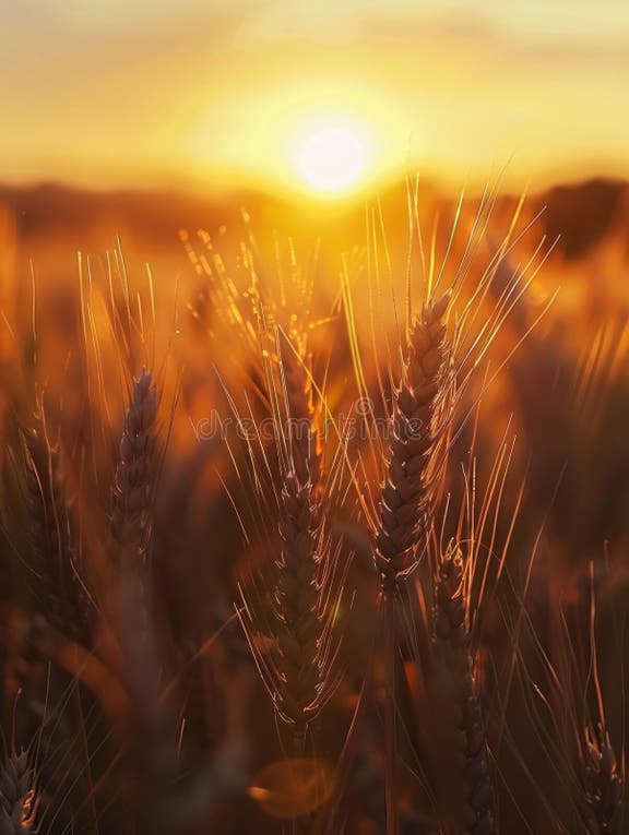 Field of Wheat with the Sun Shining on it Stock Photo - Image of plant ...