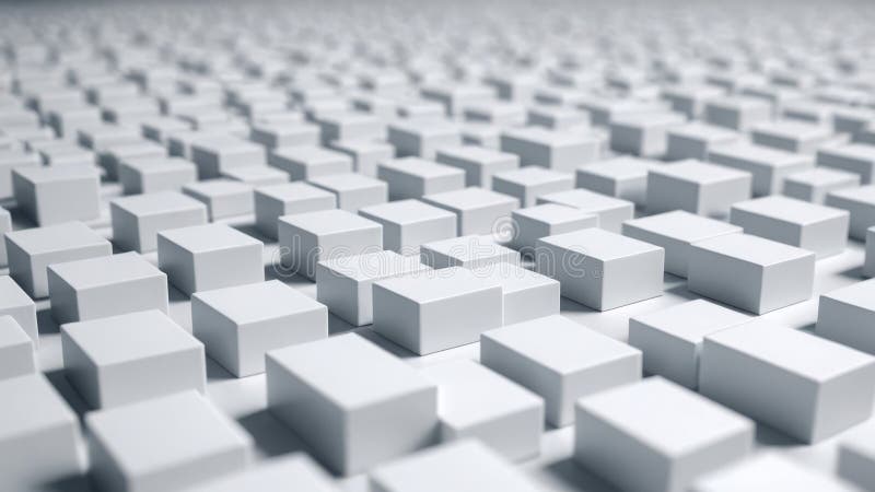 Field of White Cubes, Representing Abstract Geometric Pattern and ...