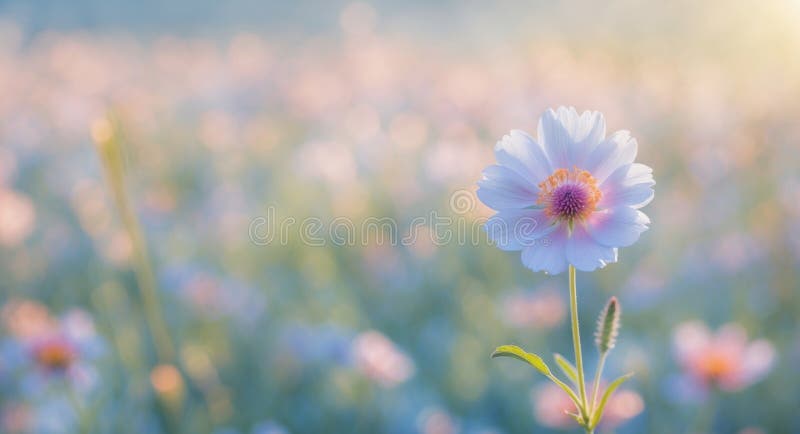 Field of Wildflowers with Vibrant Flower in Focus Stock Photo - Image ...