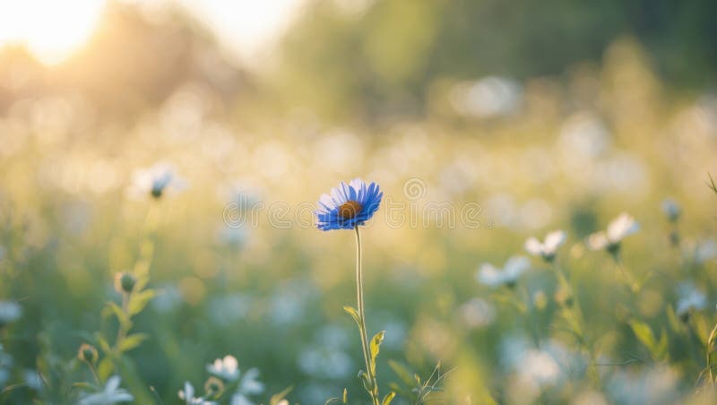 Field of Wildflowers with Vibrant Flower in Focus. Stock Photo - Image ...