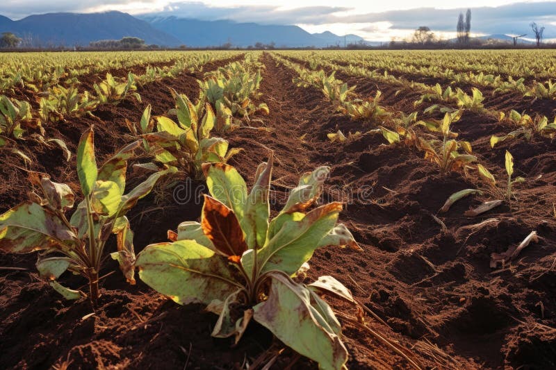 Field of Wilted Lettuce with Brown Edges Stock Illustration ...