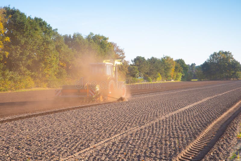 A Field Work with the Tractor on the Field Stock Image - Image of ...