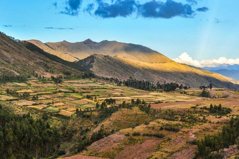 The Fields Around the Ruins of the Puka Pukara in Cusco, Peru Stock ...