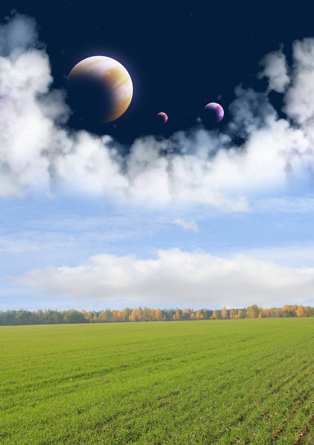 Fields of a far planet stock image. Image of fantasy, infinity - 8949837