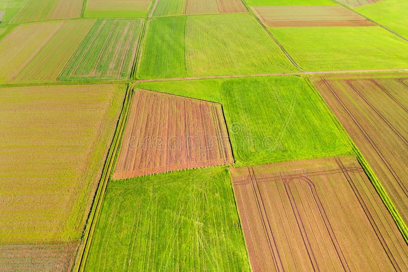 Fields in a Farming Landscape from Above Stock Image - Image of green ...