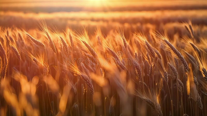 Fields of Grain Static Shot at Sunset Stock Video - Video of industry ...