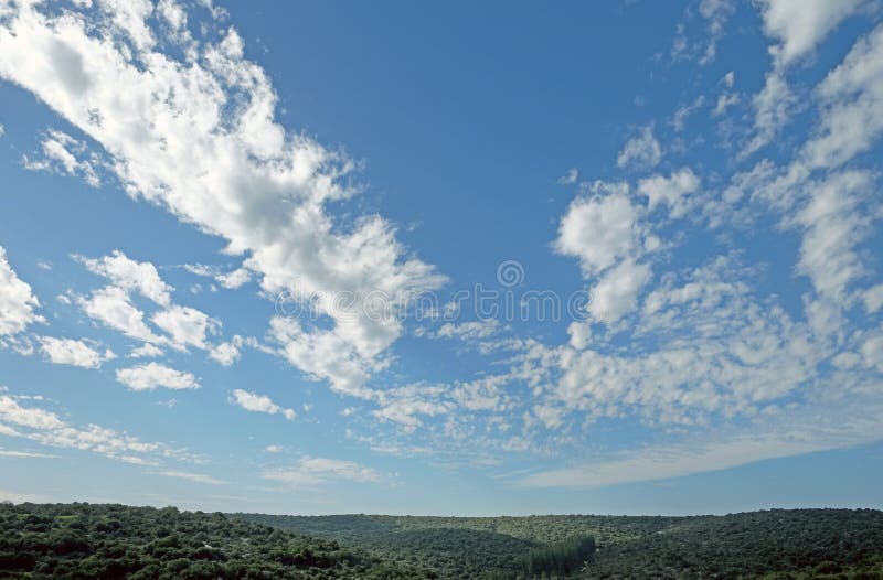 Fields, Hills and Beautiful Sky in Judea, Israel Stock Image - Image of ...