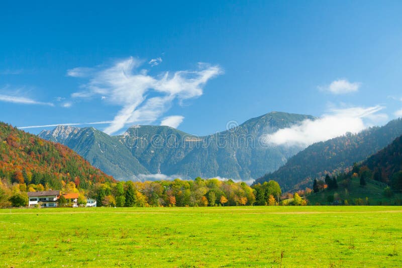 Fields and Meadows of Bavarian Alps, Germany Stock Image - Image of ...