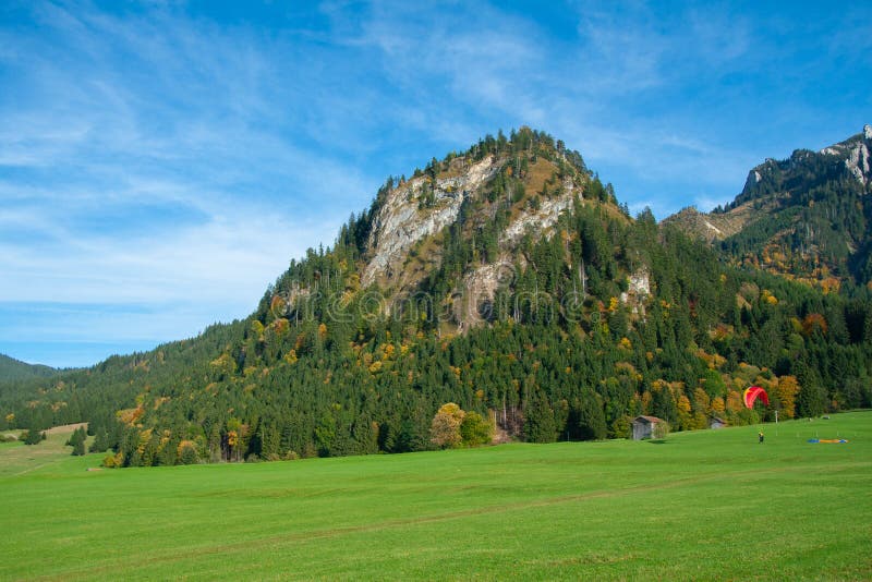 Fields and Meadows of Bavarian Alps, Germany Stock Image - Image of ...