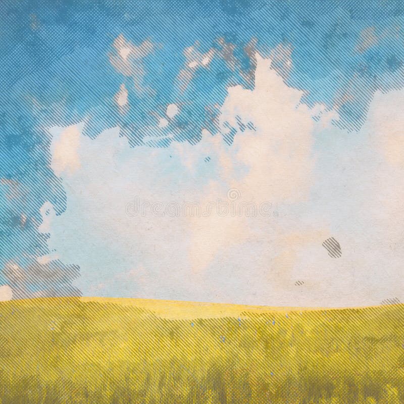 In the Fields, Old Retro Background Stock Illustration - Illustration ...