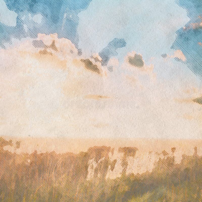 In the Fields, Old Retro Background Stock Illustration - Illustration ...
