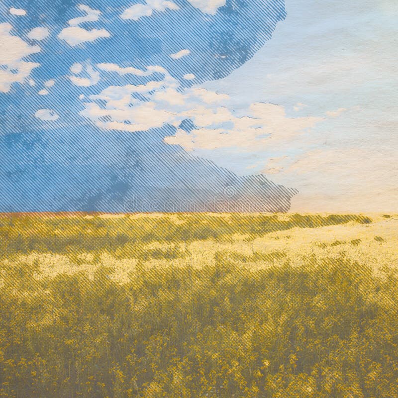 In the Fields, Old Retro Background Stock Image - Image of edge, grass ...