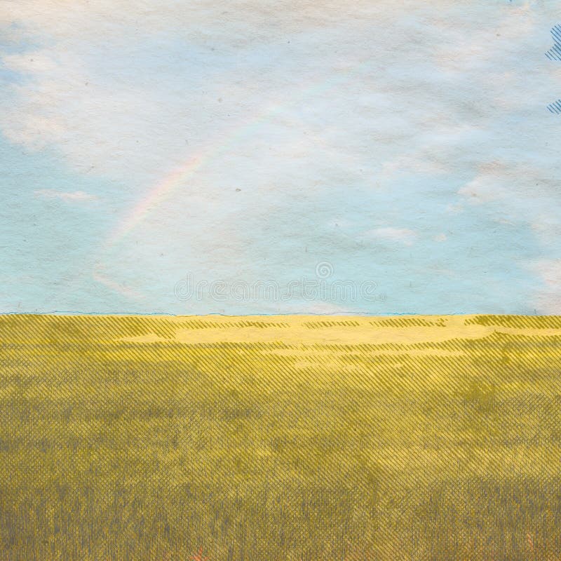 In the Fields, Old Retro Background Stock Illustration - Illustration ...