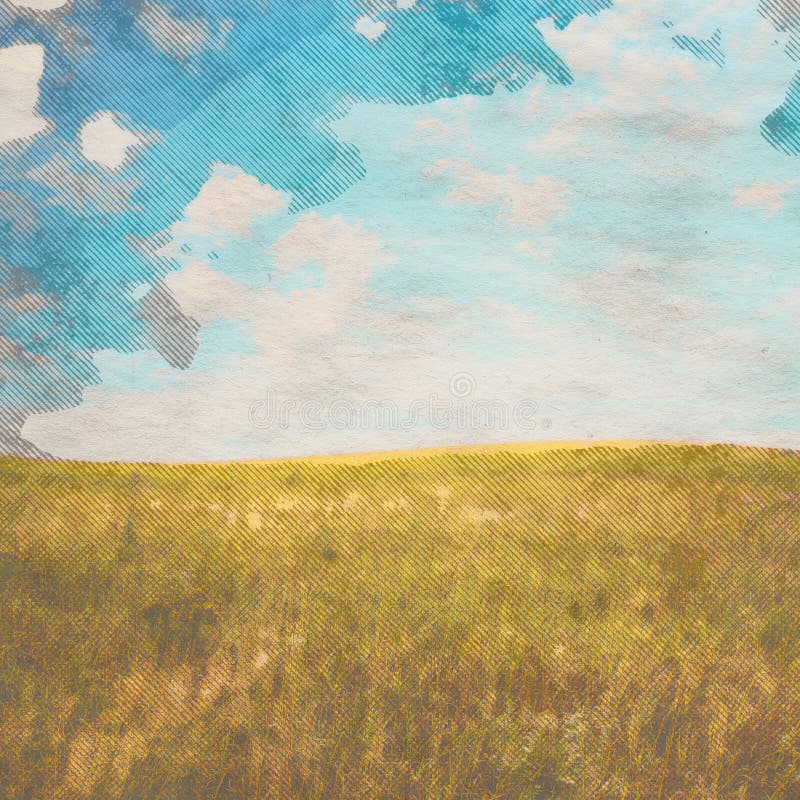 In the Fields, Old Retro Background Stock Image - Image of pasture ...
