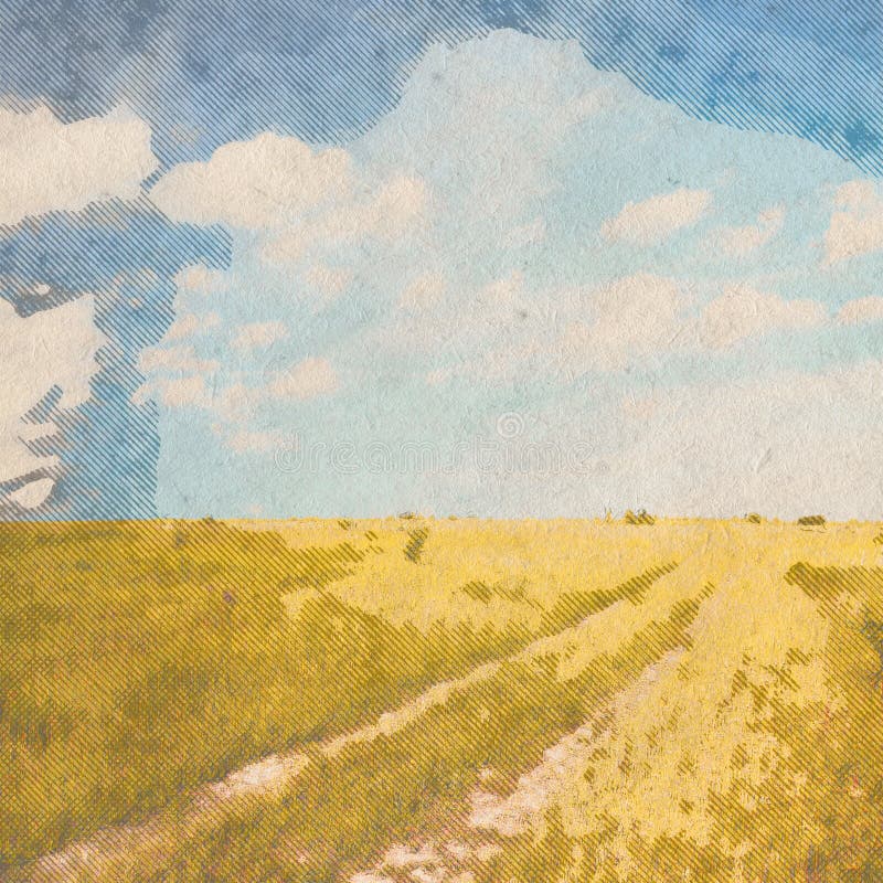 In the Fields, Old Retro Background Stock Photo - Image of grunge ...