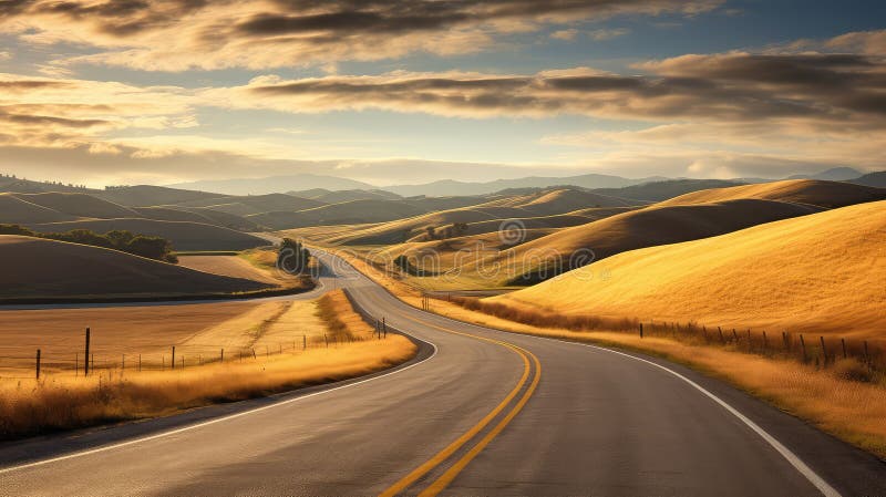 Fields open road landscape stock illustration. Illustration of vista ...