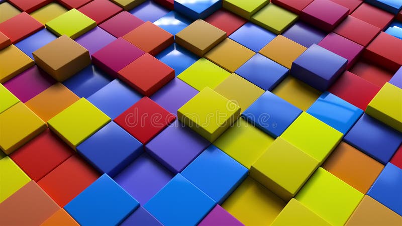 Fields of Random Colored Cubes Stock Illustration - Illustration of ...