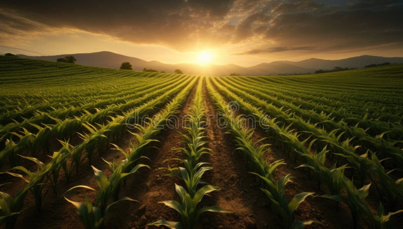 The Fields Row in Front of a Sunset Stock Illustration - Illustration ... The Fields Row in Front of a Sunset Stock Illustration - Illustration ...