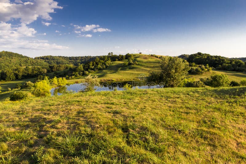 Fields in a Rural Landscape in an Early Summer Evening, Ohio Stock ...