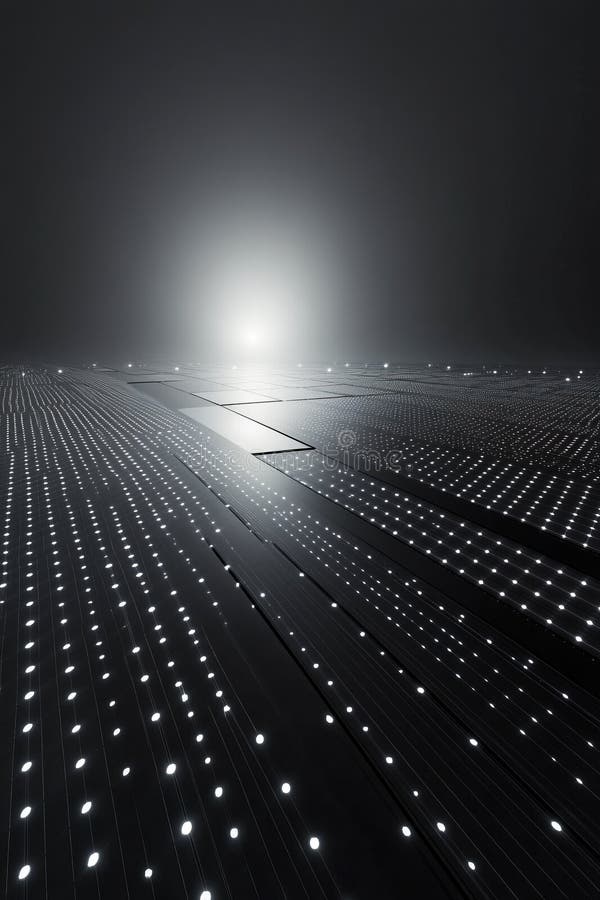 Fields of Solar Panels Reflecting Bright Light. Clean Energy and Future ...