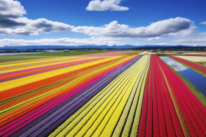 Fields of Tulips of Different Colors. Generative AI Stock Illustration ...