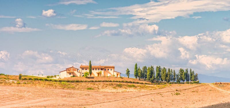 Fields in Tuscany stock image. Image of cellar, cypress - 62462565