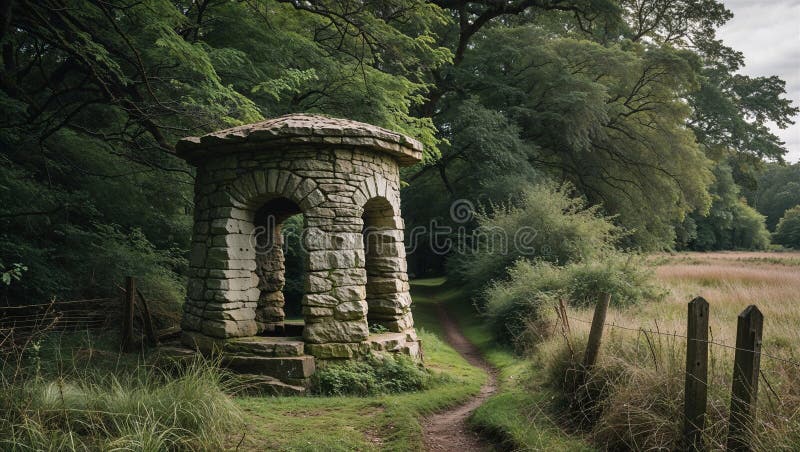 Fieldstone Well Stands Forgotten beside Path Now Lost Beneath Tangled ...