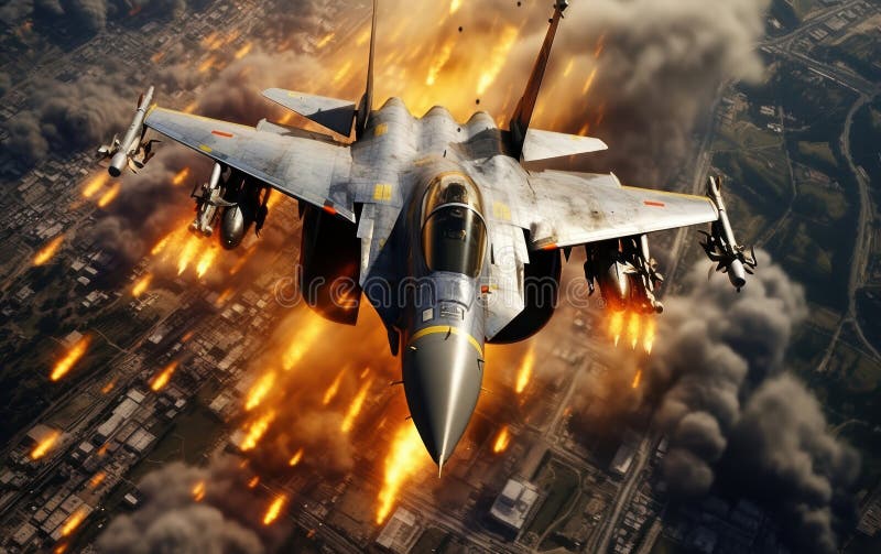 Fierce Aerial Assault: Fighter Jet Dominating the Skies. Created by ...
