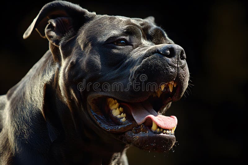 A Fierce, Aggressive Dog Mid-bark, Baring Its Sharp Teeth with Intense ...