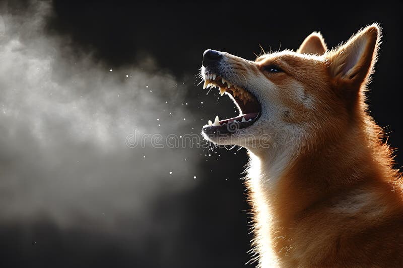 A Fierce, Aggressive Dog Mid-bark, Baring Its Sharp Teeth with Intense ...