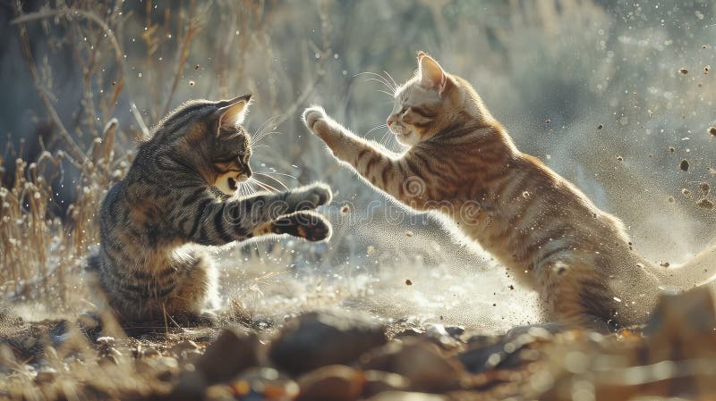 Fierce Battle between Two Cats Stock Photo - Image of strength, felines ...