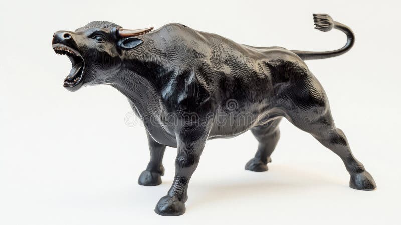 Fierce Black Bull Sculpture with Realistic Features and Dynamic Posture ...