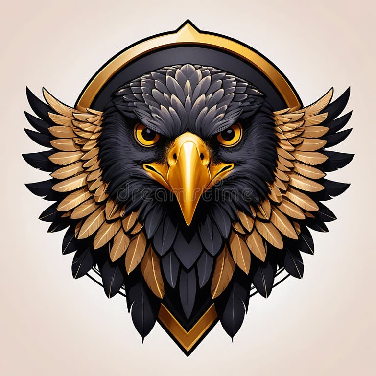 Fierce Black Gold Eagle Logo Stock Illustration - Illustration of ...