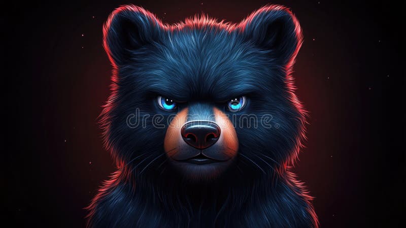 Fierce Blue-eyed Bear with Intense Stare in Dramatic Lighting Stock ...