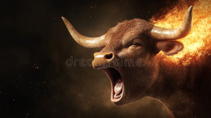 A Fierce Bull with Flames Surrounding it, Symbolizing Strength and ...