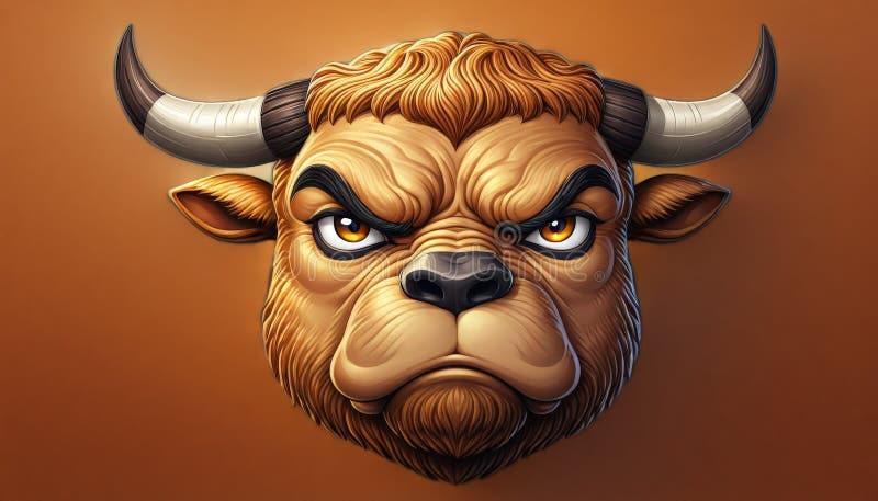 Fierce Bull Head Illustration with Intense Expression Stock Image ...