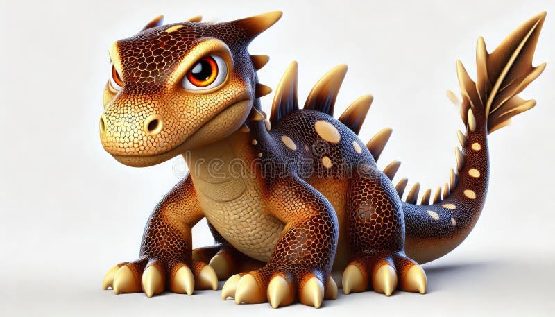 Fierce Cartoon Dragon with Textured Scales and Sharp Features, Set ...