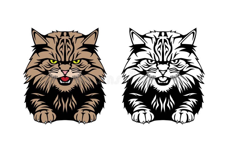 Fierce Cat Illustrations stock illustration. Illustration of animals ...