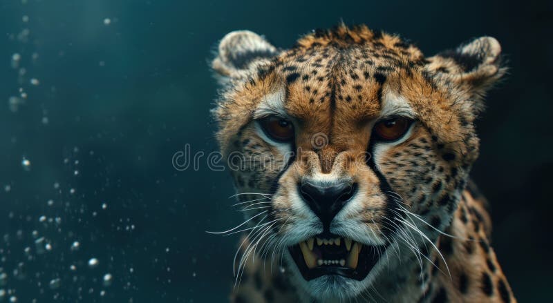 Fierce Cheetah Close-up in Snowfall Stock Illustration - Illustration ...