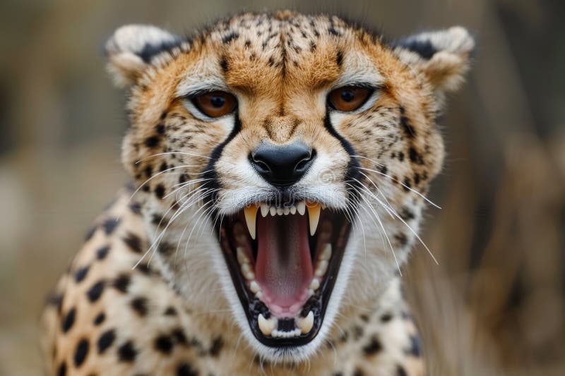 Fierce Cheetah Growling stock illustration. Illustration of dangerous ...