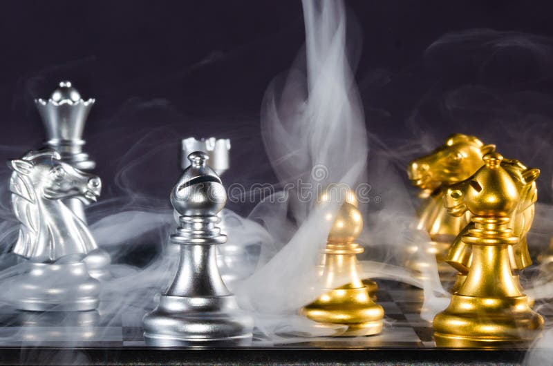 Fierce Chess Battle and the Fog of War Stock Image - Image of castle ...