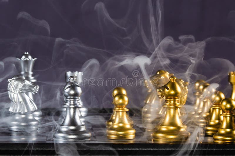 Fierce Chess Battle and the Fog of War Stock Image - Image of battle ...