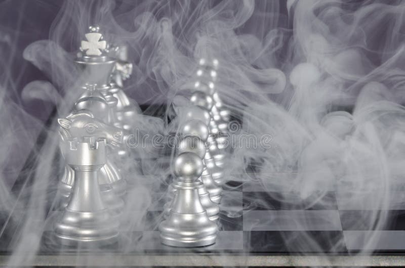 Fierce Chess Battle and the Fog of War Stock Photo - Image of king ...