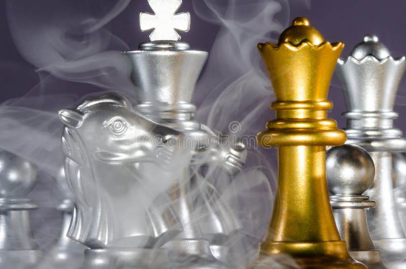 Fierce Chess Battle and the Fog of War Stock Photo - Image of ...