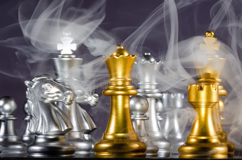 Fierce Chess Battle and the Fog of War Stock Image - Image of black ...