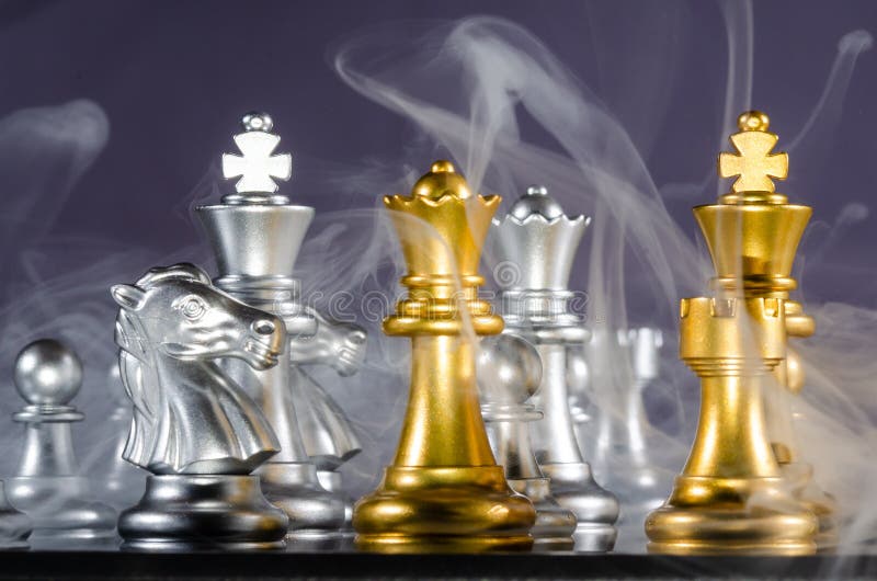 Fierce Chess Battle and the Fog of War Stock Image - Image of smoke ...