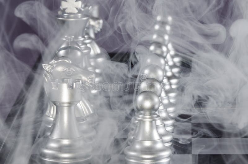 Fierce Chess Battle and the Fog of War Stock Image - Image of queen ...
